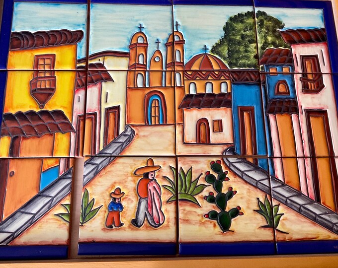 16 Pieces Mexican Tile Wall Mural - Etsy