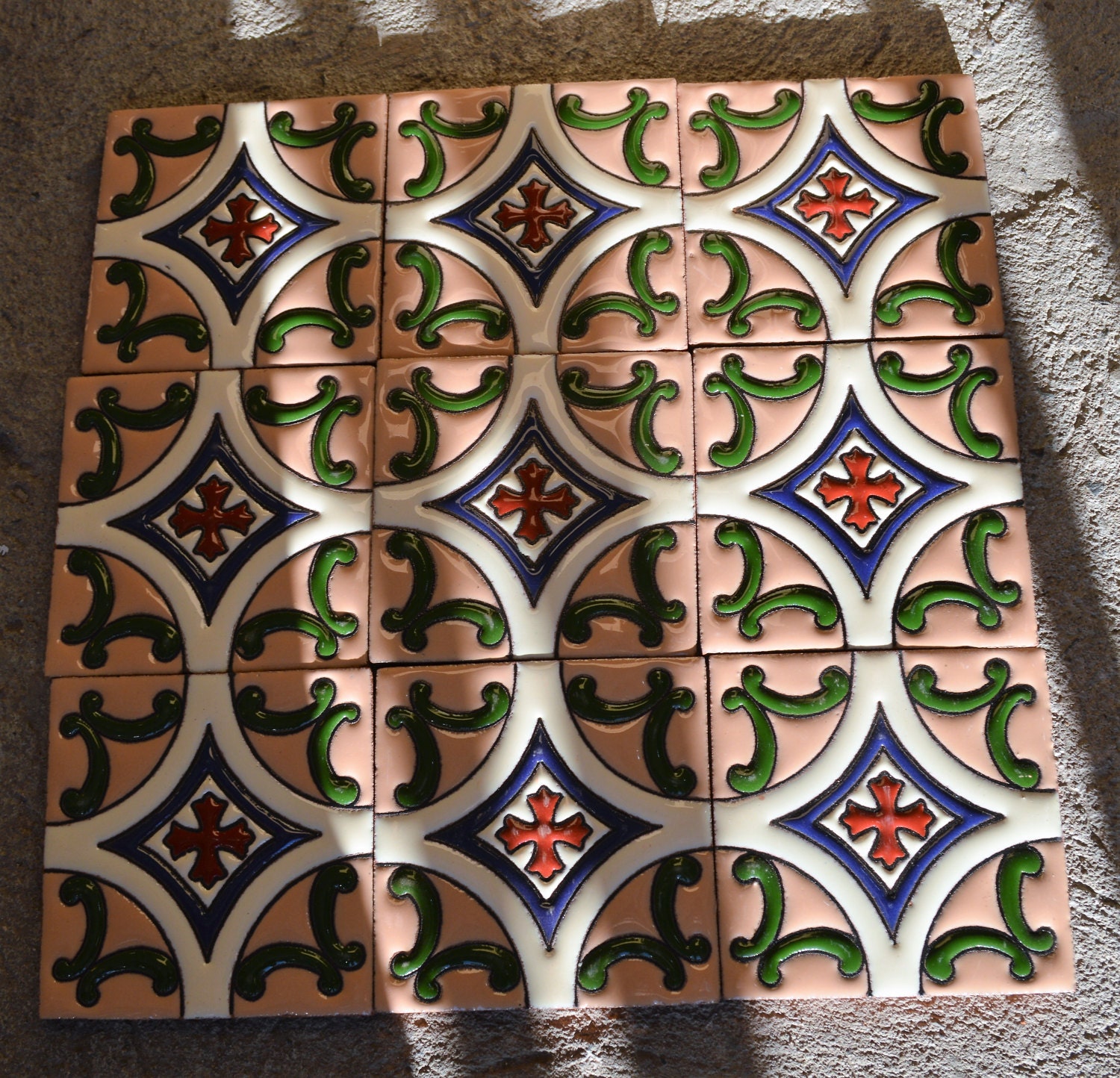 6 Piecestalavera Tiles 6x6 or 4x4 Handmade. - Etsy
