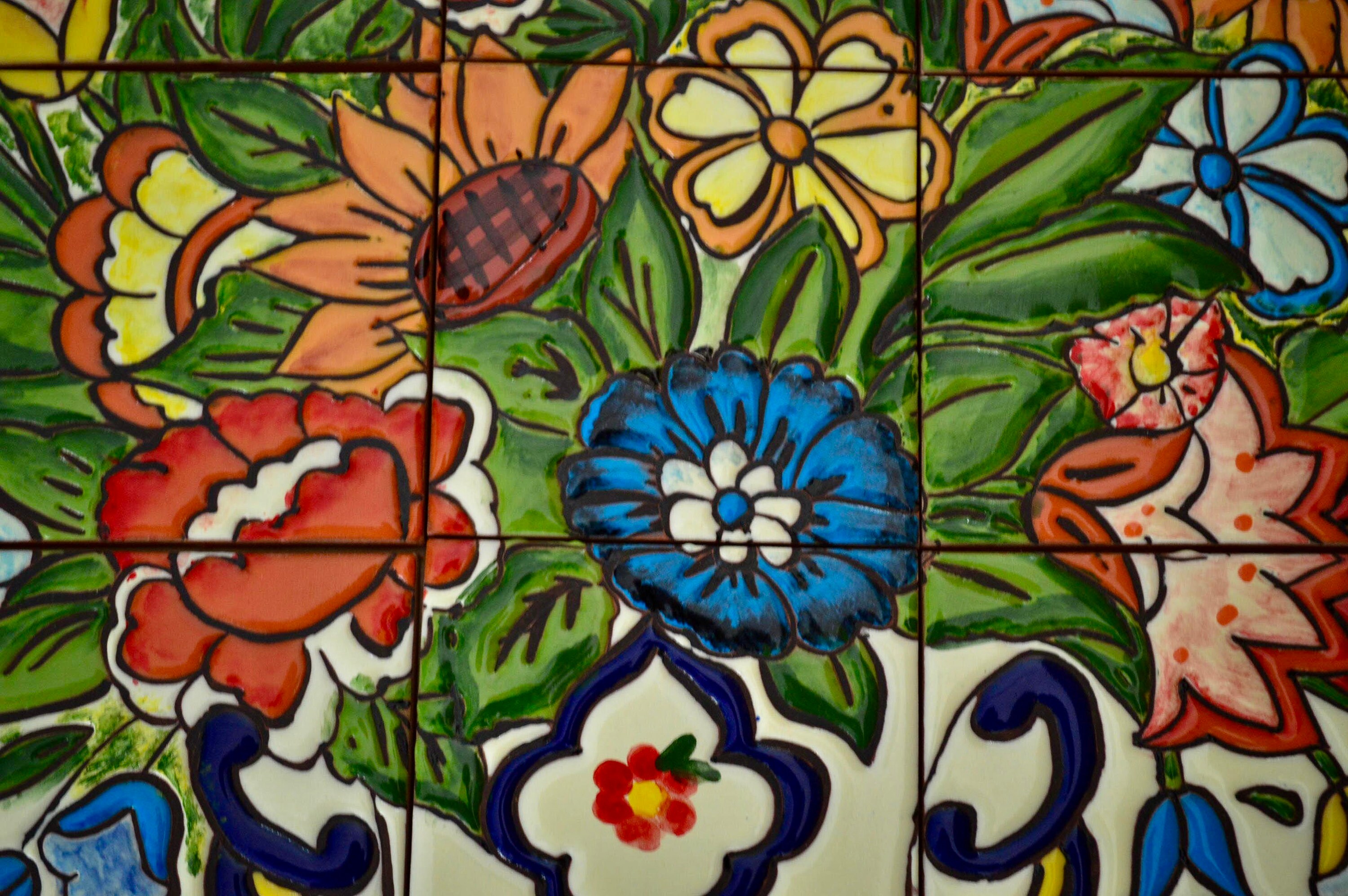 35 Pieces Mexican Tile Wall Mural With Texture. - Etsy UK