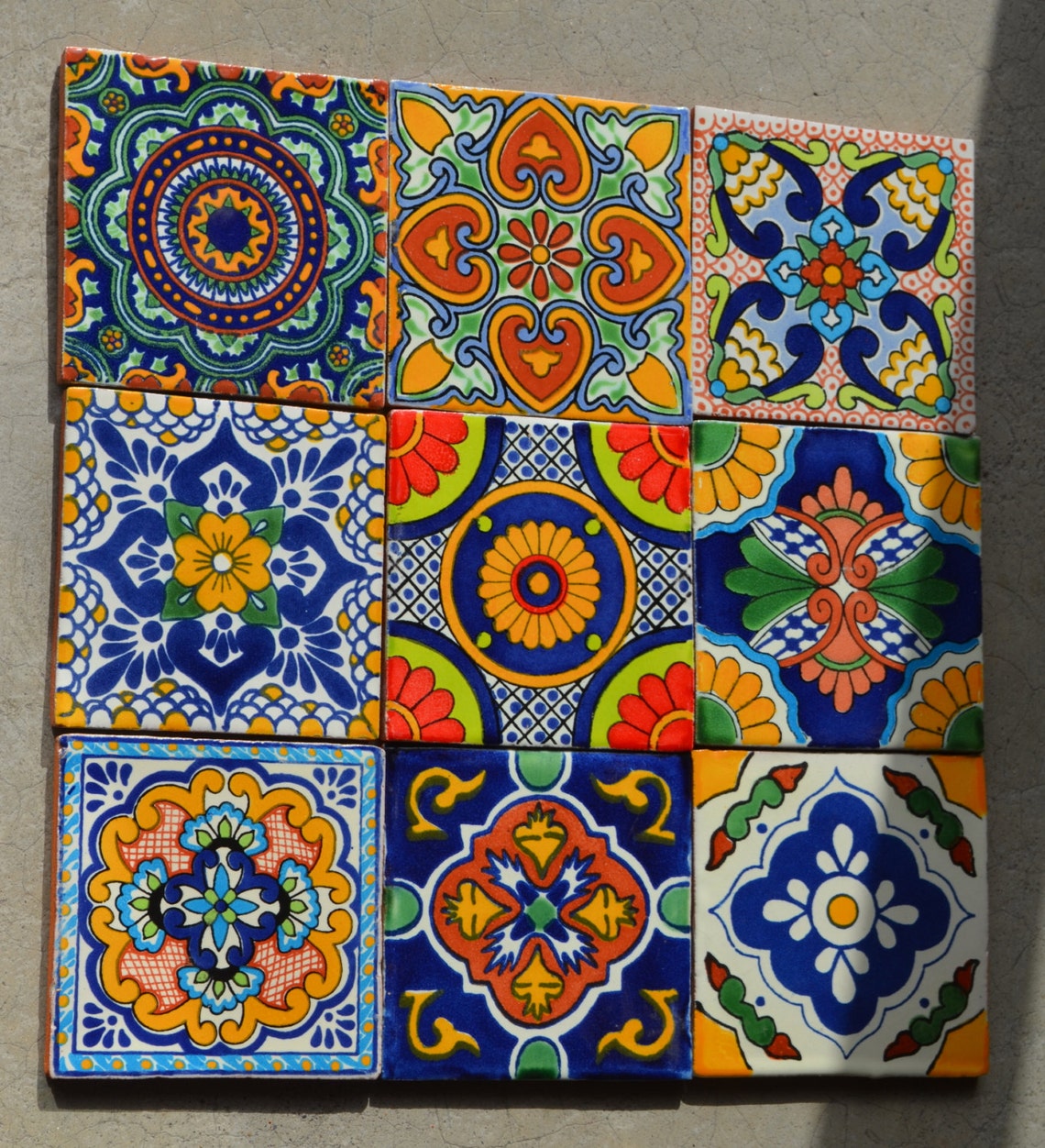 18 Mexican Talavera Tiles. Hand Made-hand Painted 4 "x 4"/ Mix - Etsy