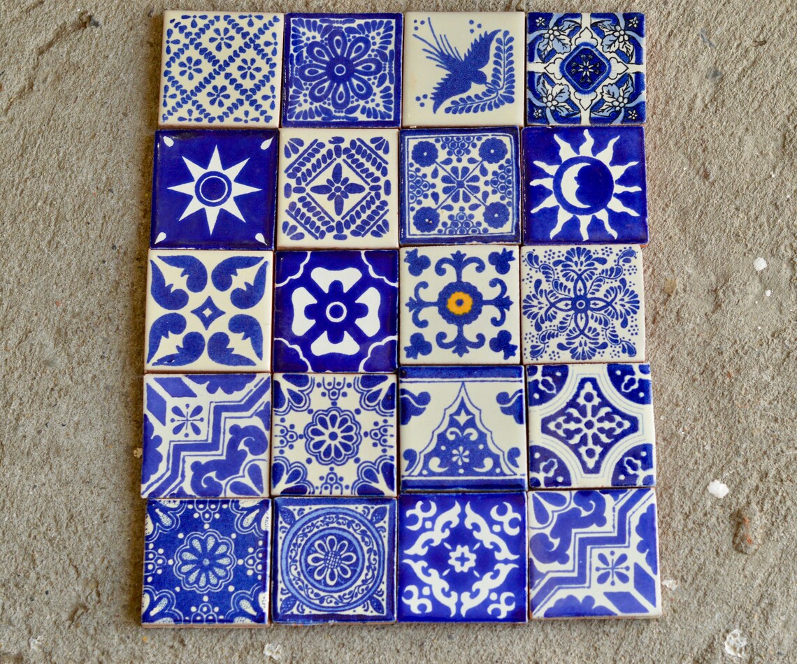 20 Mexican Talavera Tiles Handmade Hand Painted 2 x - Etsy