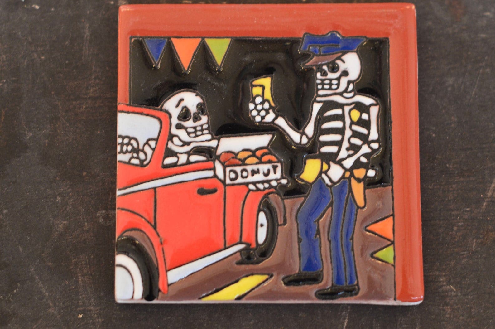 Talavera Tile Day of the Dead / Catrin Police Officer | Etsy
