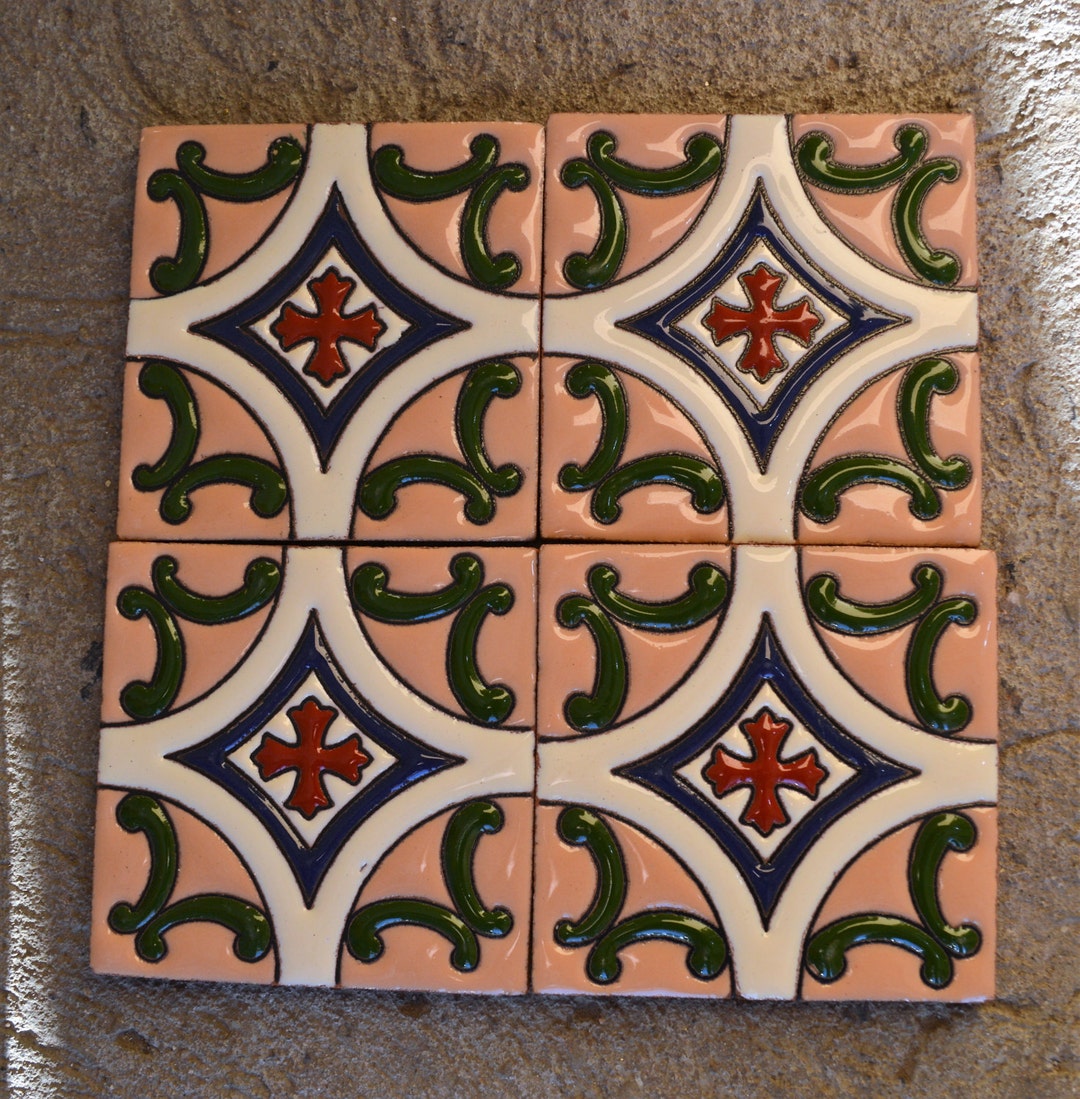 6 Piecestalavera Tiles 6x6 " or 4x4" Handmade. - Etsy