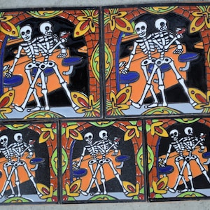 Talavera Mexican Tile Mosaic Day of the Dead / Tiles Clay Catrin ...