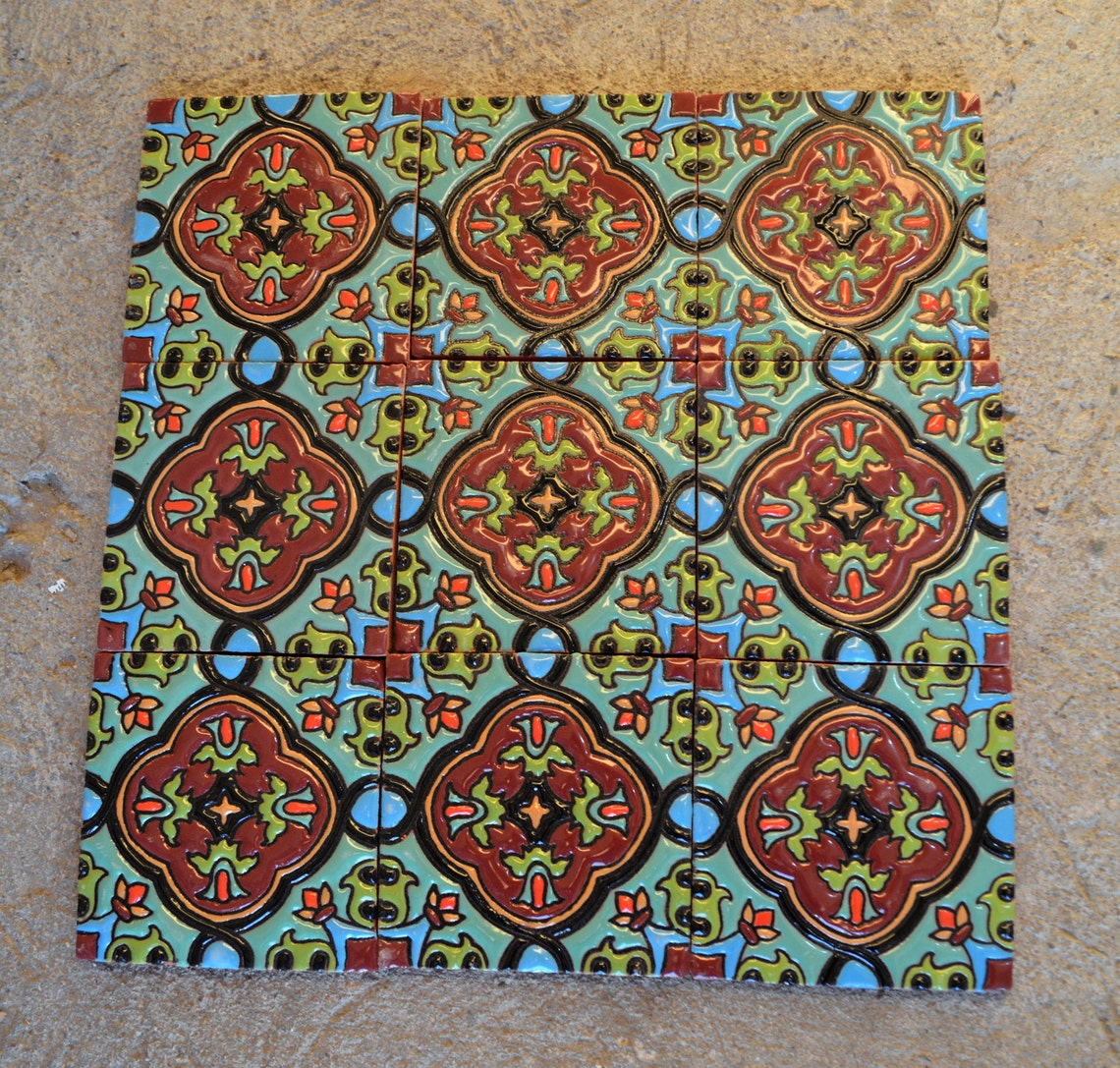 6 Piecestalavera Tiles 6x6 or 4x4 Handmade. - Etsy