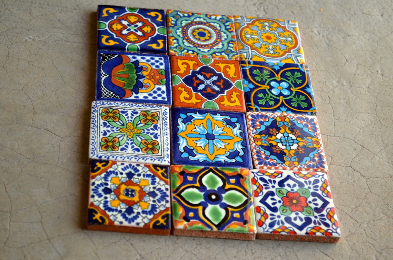 12 Mexican Talavera Tiles Handmade Hand Painted 2 X 2 | Etsy