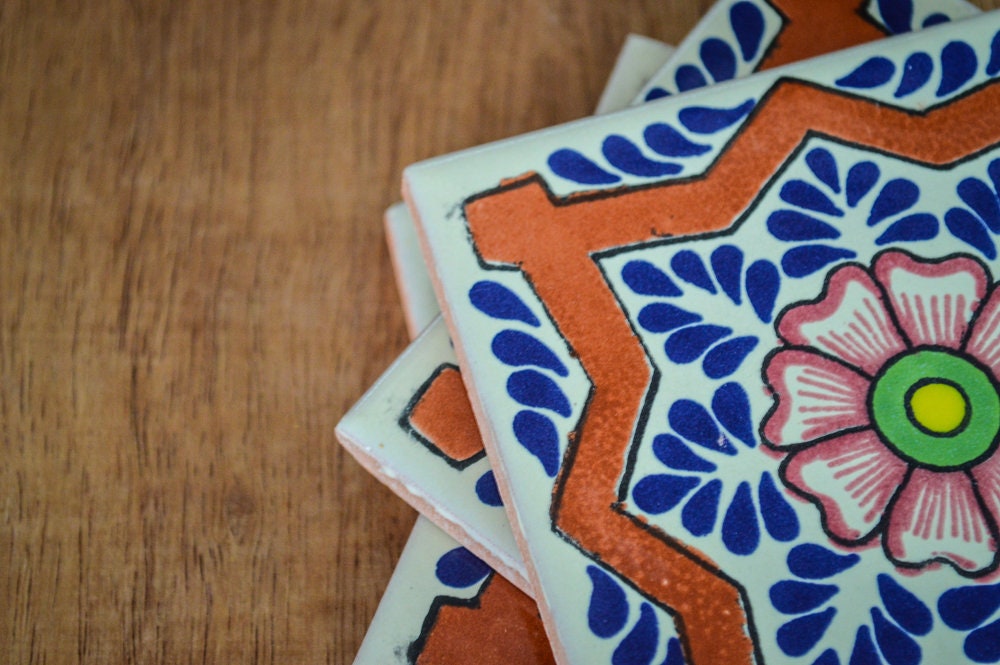 50 Mexican Talavera Tiles handmade Hand painted 4 X | Etsy