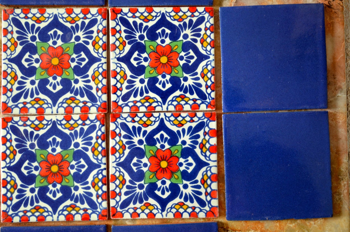 90 Mexican Tiles Hand Painted. - Etsy