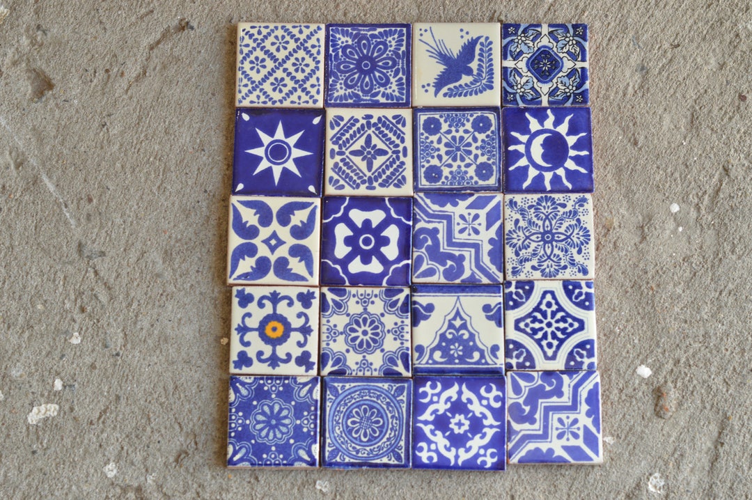 20 Mexican Talavera Tiles Handmade, Hand Painted 2 "x 2" - Etsy