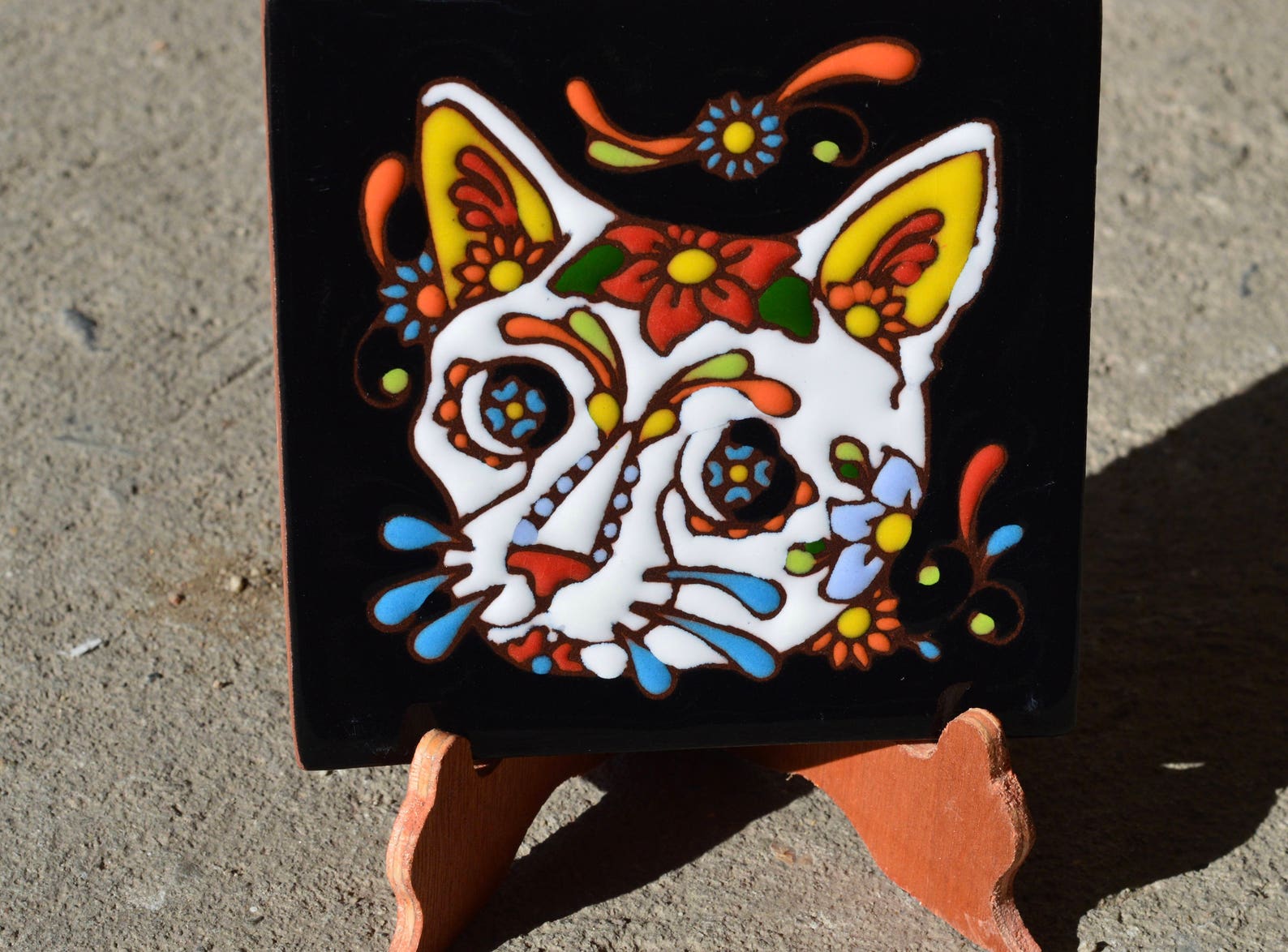 Talavera Mexican Tile Mosaic Day of the Dead / Cat - Etsy