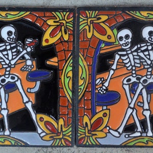 Talavera Mexican Tile Mosaic Day of the Dead / Tiles Clay Catrin ...