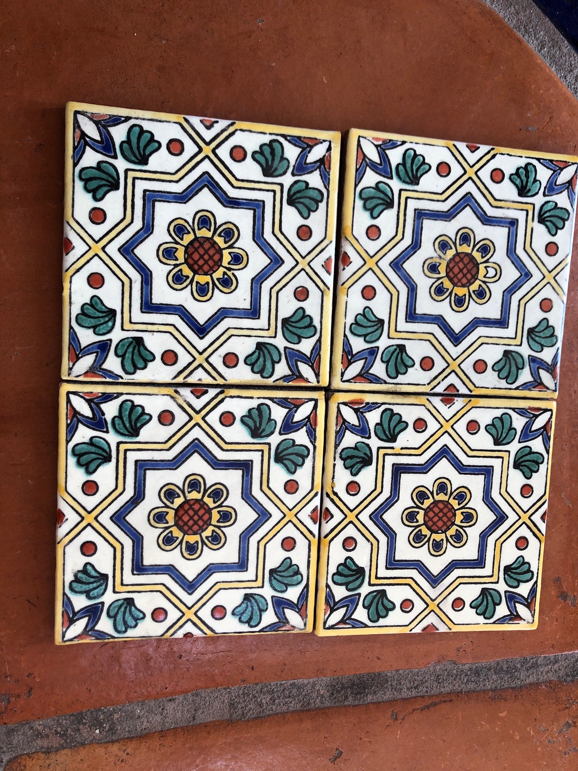 12 Mexican Talavera Tiles Handmade Hand Painted 4 x - Etsy