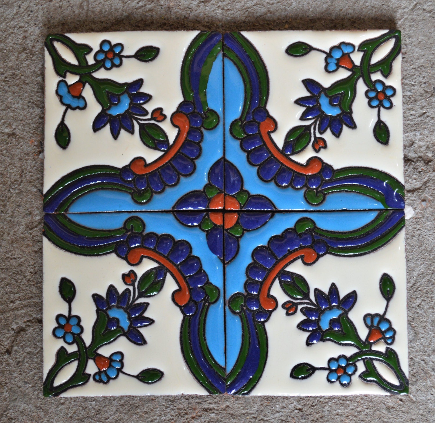 12 Mexican Talavera Tiles handmade Hand painted Exclusive 4 | Etsy