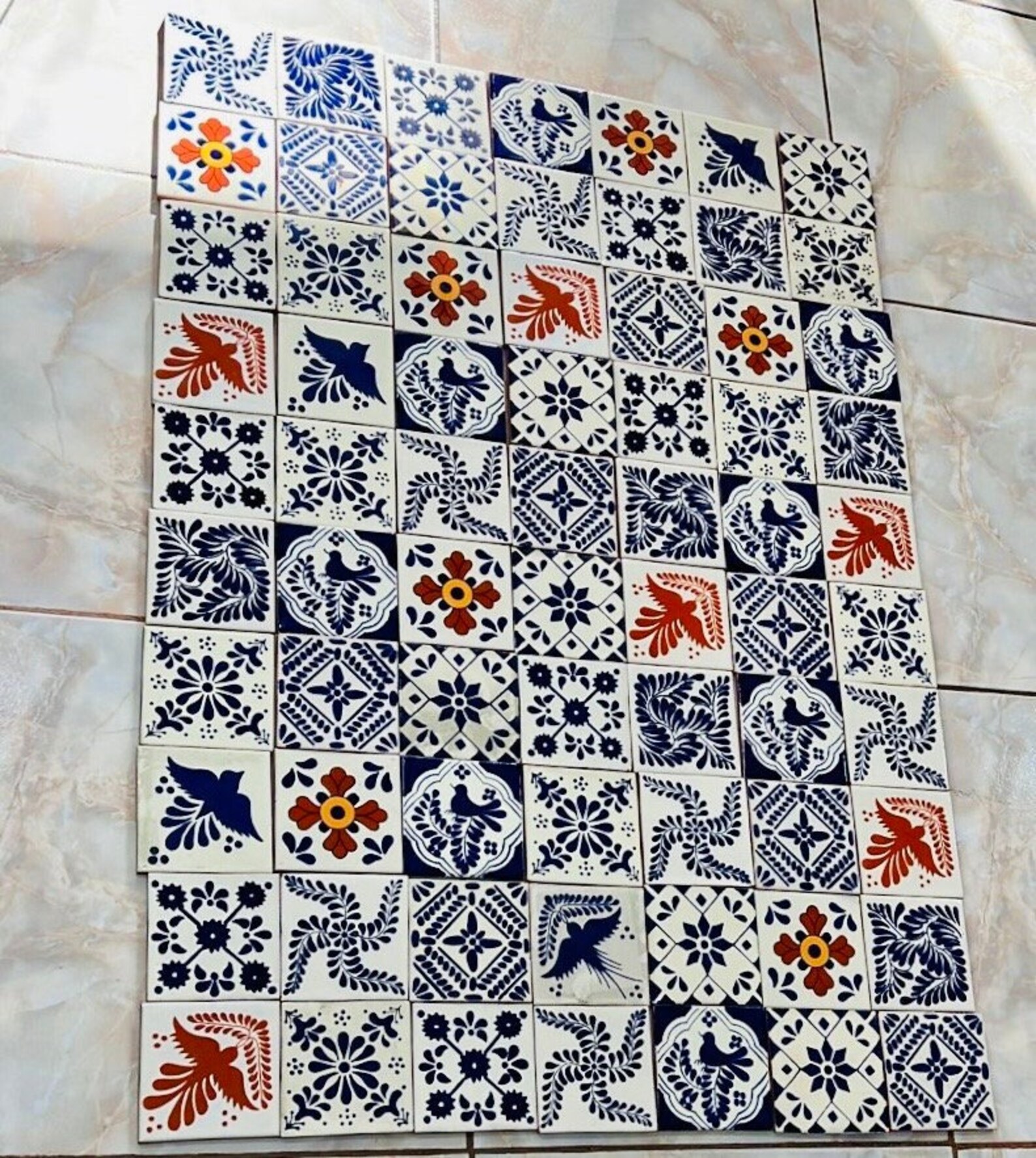 100 Mexican Talavera Tiles.hand Painted 4 "x 4" - Etsy