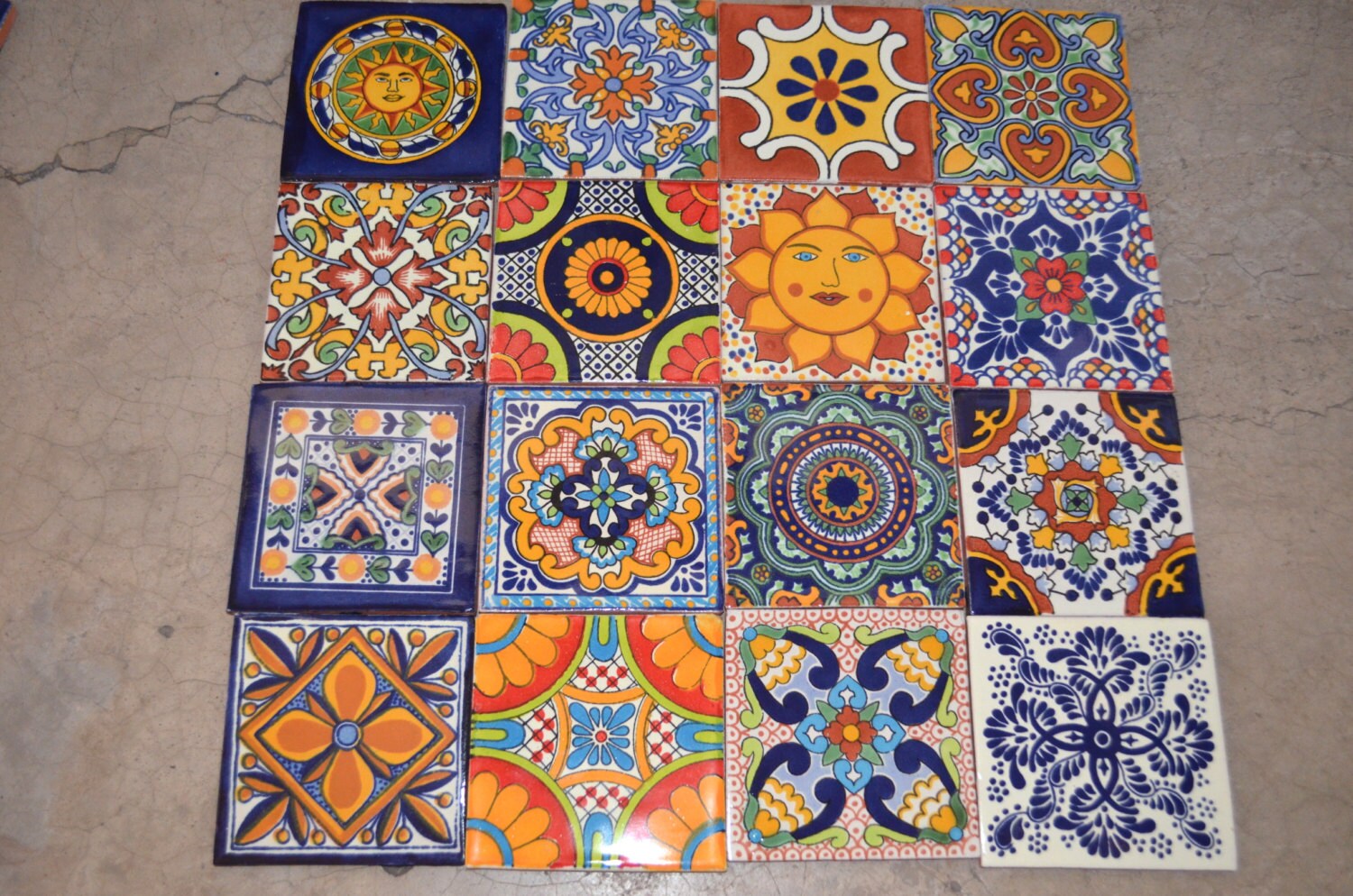 16 Mexican Talavera Tiles Handmade Hand Painted 4 x - Etsy