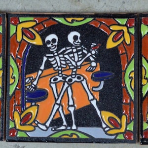 Talavera Mexican Tile Mosaic Day of the Dead / Tiles Clay Catrin ...