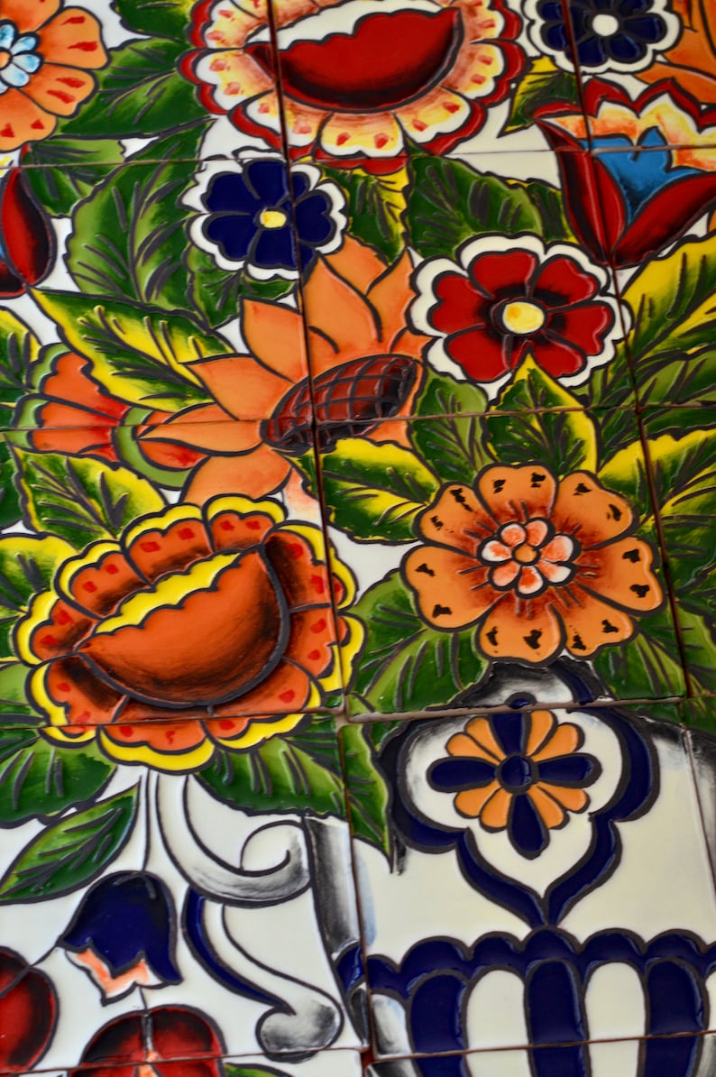 35 pieces Mexican Tile Wall Mural with texture. | Etsy