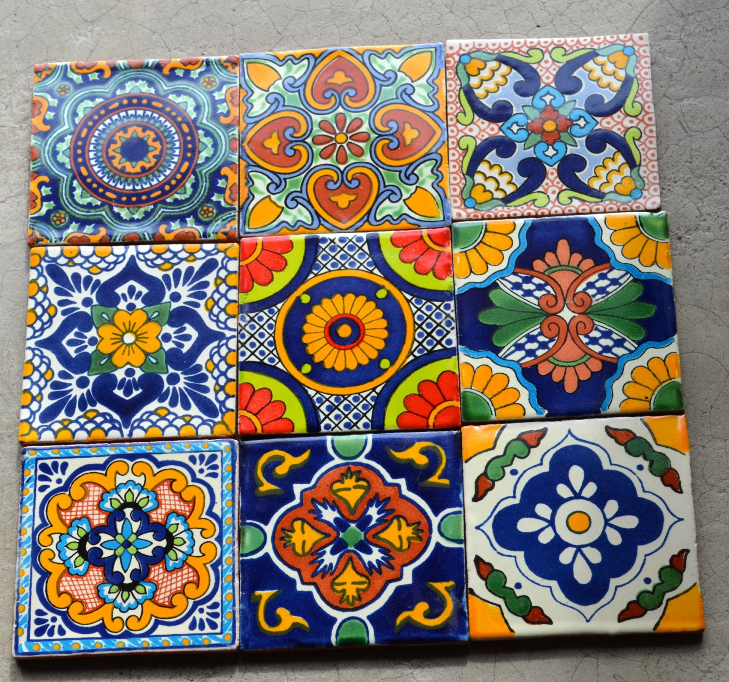 18 Mexican Talavera Tiles. Hand Made-hand Painted 4 x - Etsy