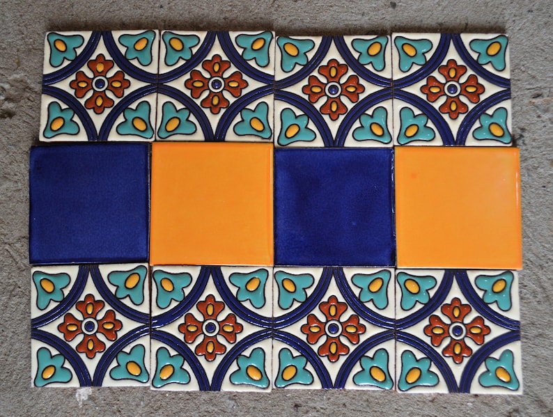 6 piezas Azulejos 6x6 o 4x4 hecho a mano. | Etsy