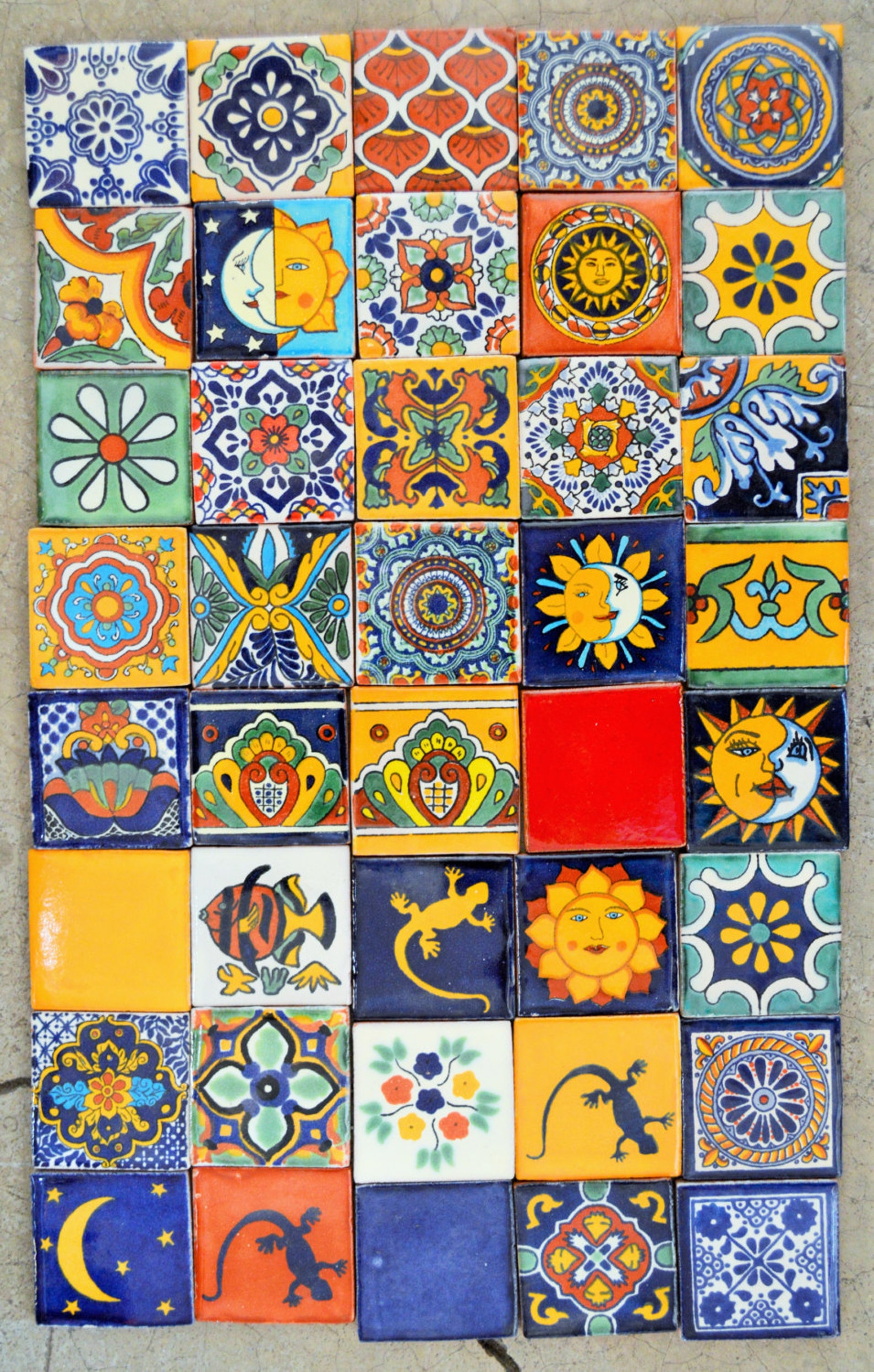40 Mexican Talavera Tiles Handmade Hand Painted 2 x - Etsy
