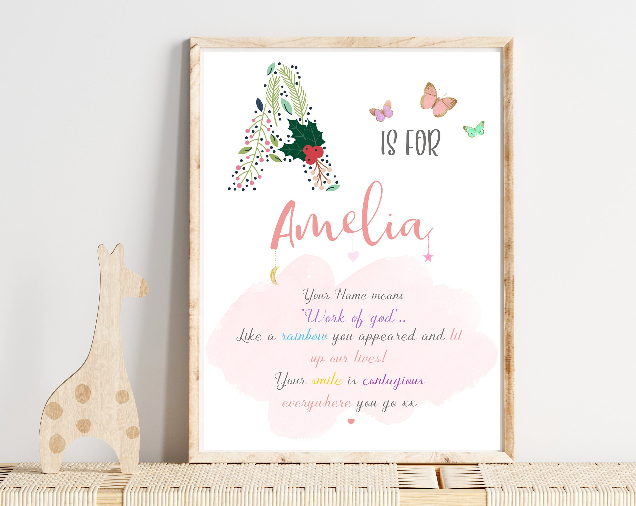 nursery print name definition download baby gift digital download ...