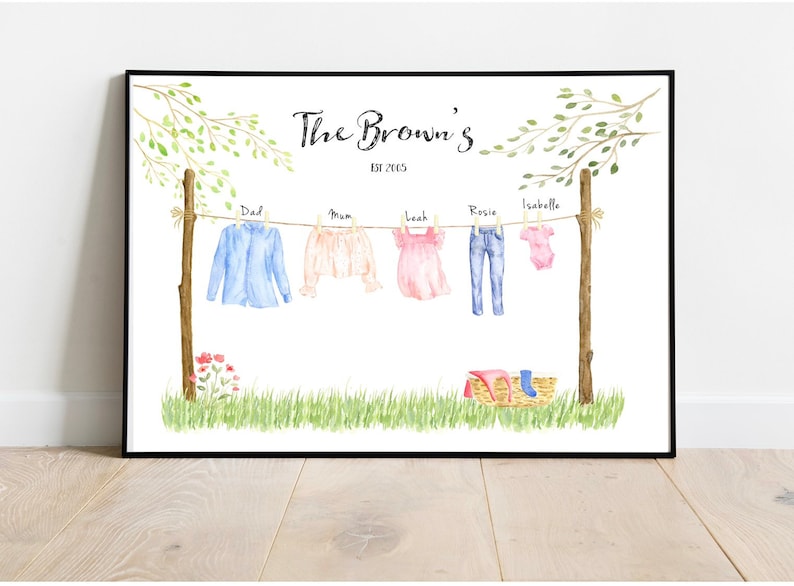 Family Washing Line Print Personalised Family Print Family - Etsy