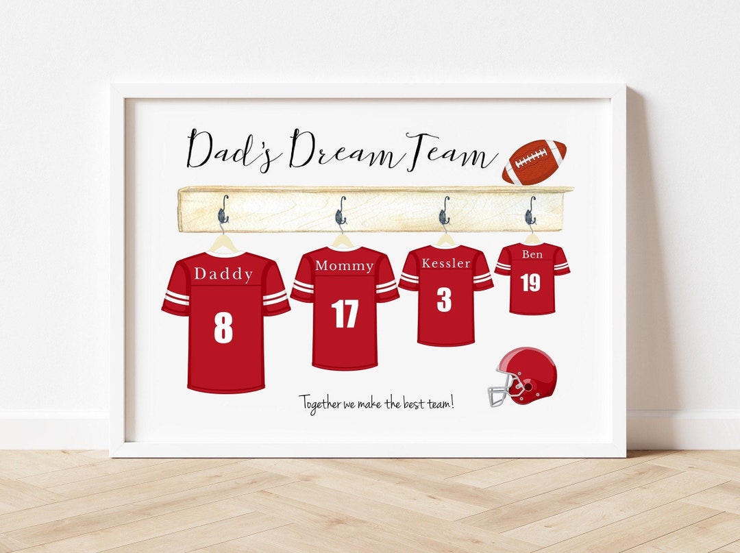 Dad's Dream Team, Personalised Family Football Print, Father's Day Gift ...