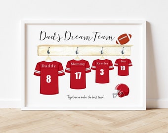 Dad's Dream Team Personalised Family Baseball Print | Etsy