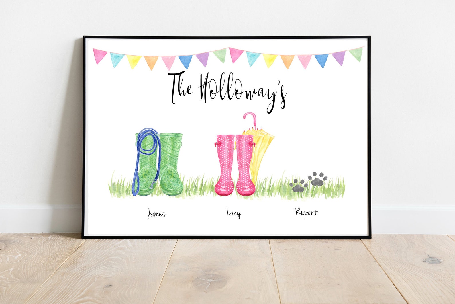 Welly Boot Print Personalised Family Print Wellie Boot | Etsy UK
