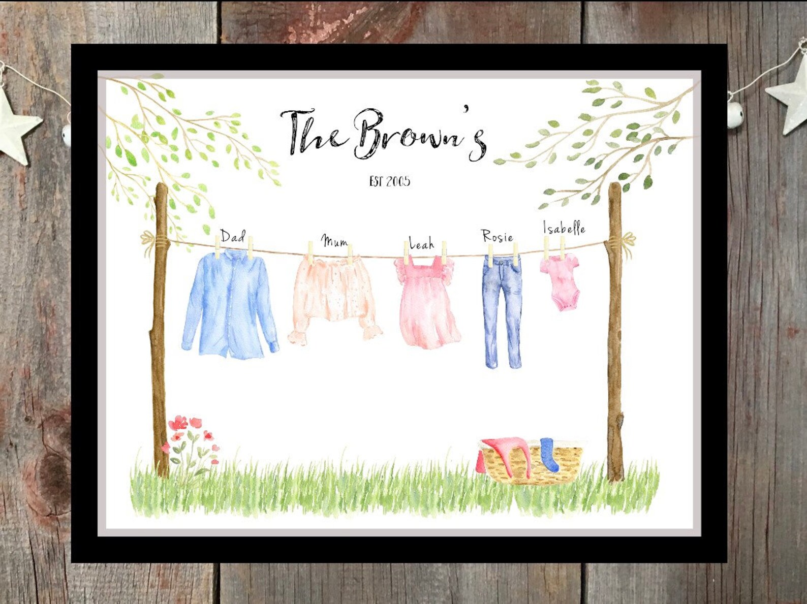 Family Washing Line Print Personalised Family Print Family - Etsy