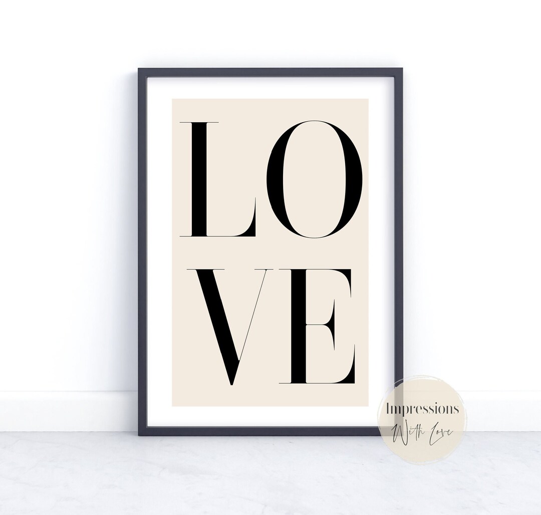 Love Print, Love Poster, Quote Prints, Home Decor, Bedroom, Beige ...