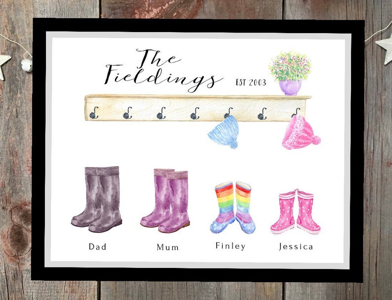 Welly Family Print Personalised Family Boots Print Wellie | Etsy