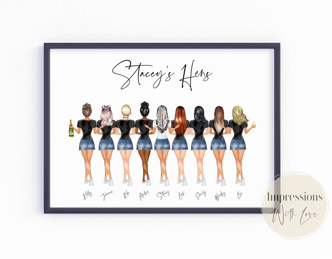 Hen Party Gifts, Personalised Hen Do Print, Team Bride, Bachelorette ...
