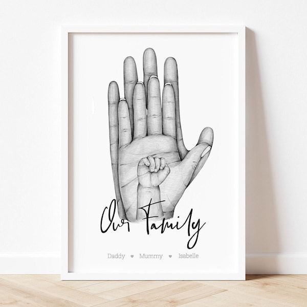 Family of 3 Digital Print - Etsy