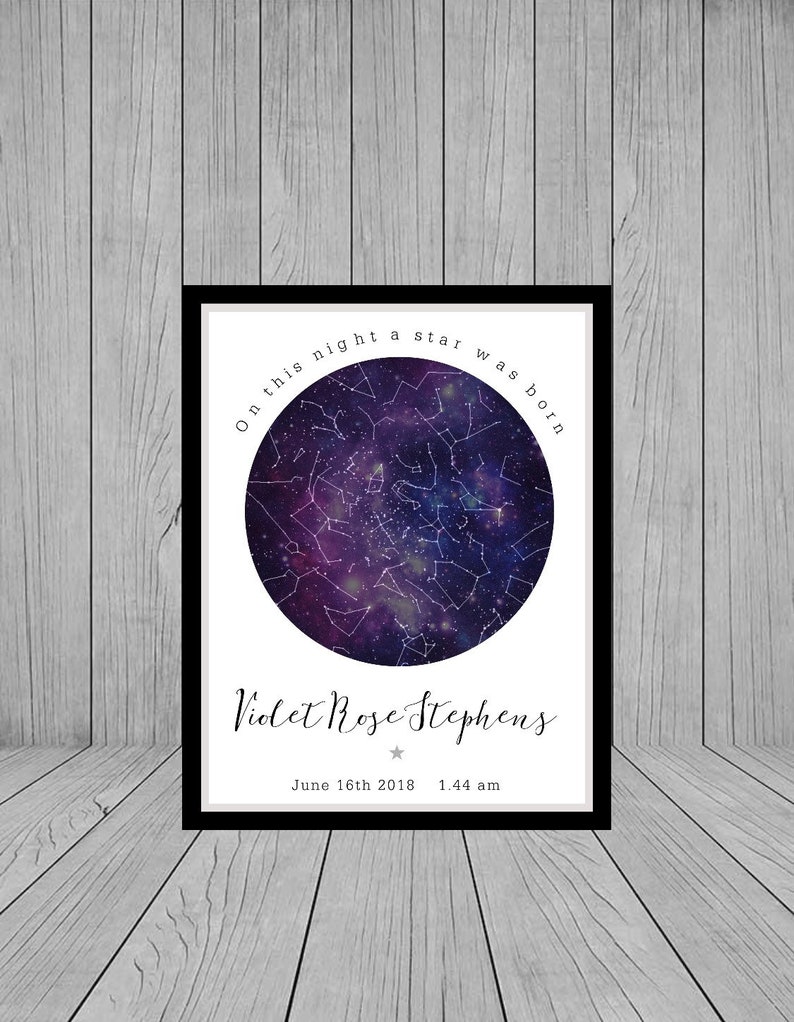 Star map print personalised night sky prints custom star | Etsy