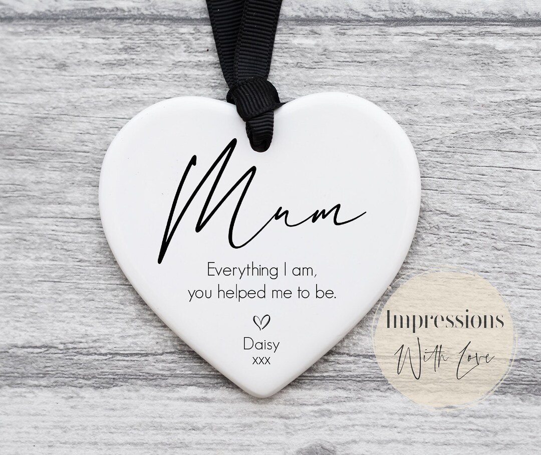 Mum Gift, Personalised Ceramic Heart Ornament, Mother's Day Gift, Mum ...