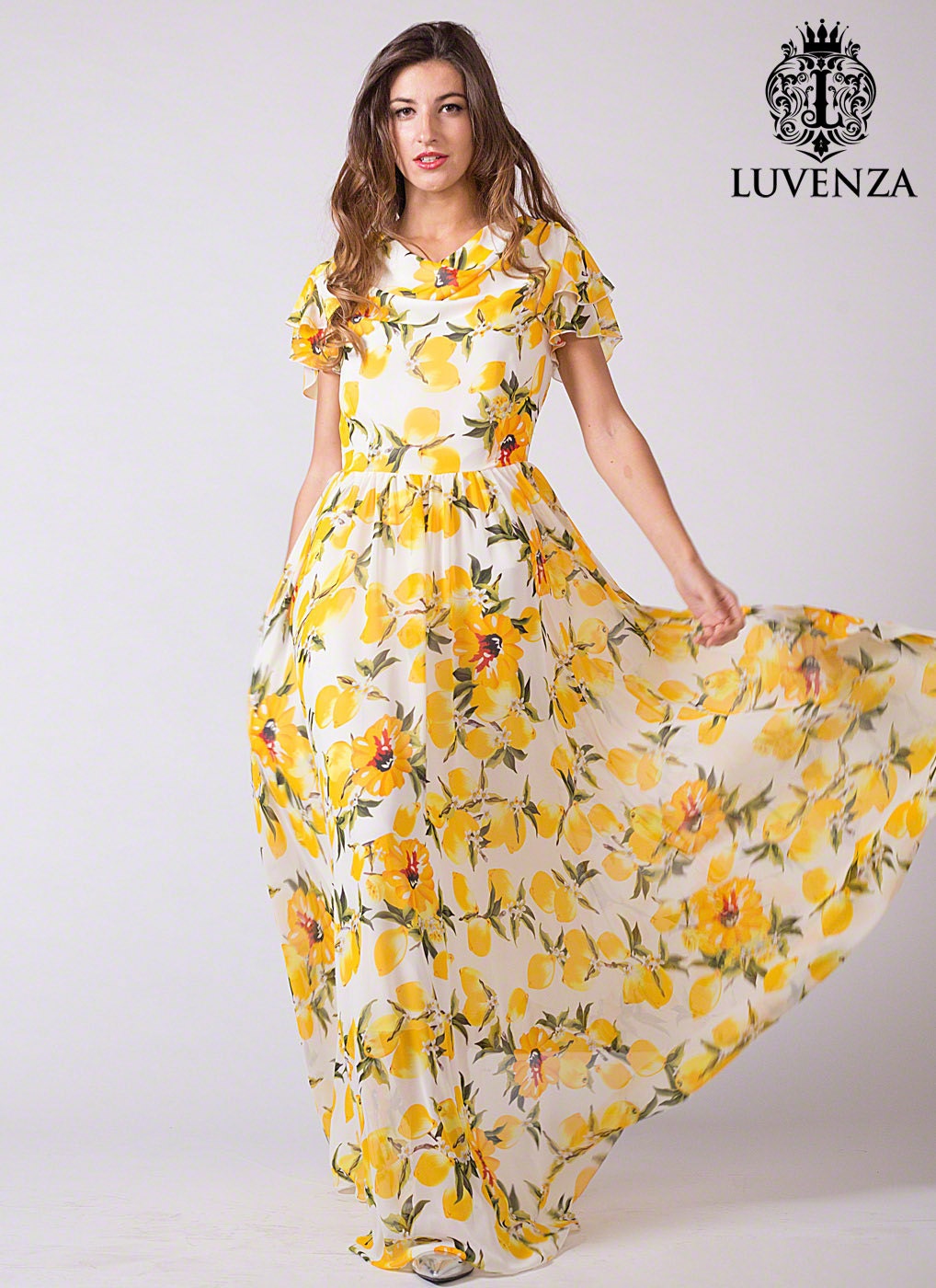 Robe Maxi Floral jaune citron Floral robe de soirée robe | Etsy