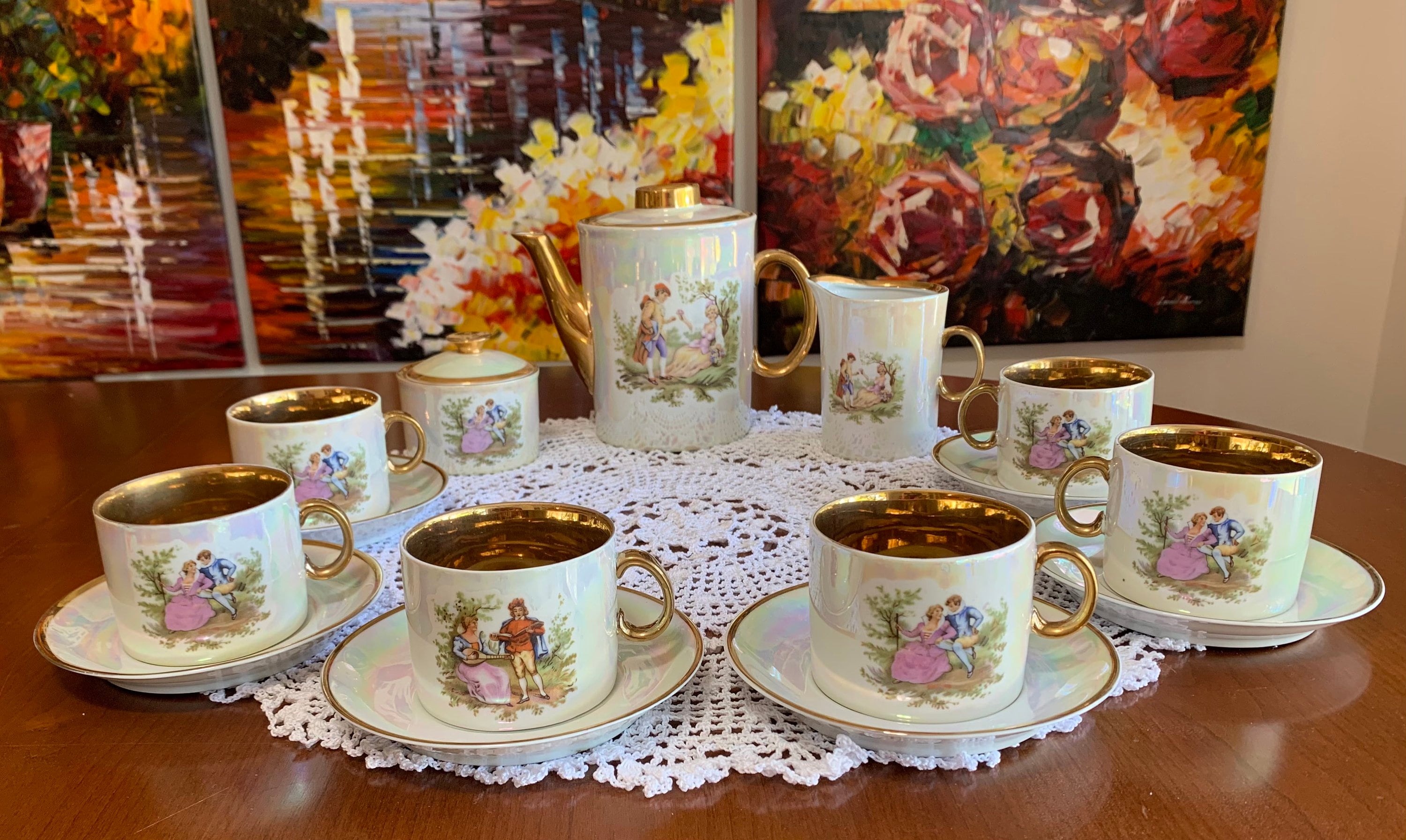 Polish Pottery Tea Set Brown