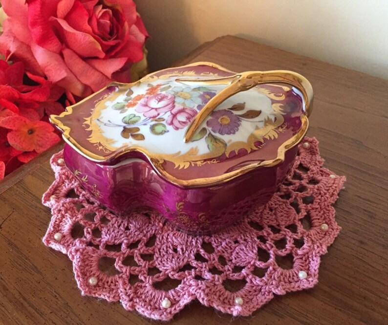 KPM Trinket Jewelry Box in Pretty Pink and Gold Luster Finish - Etsy