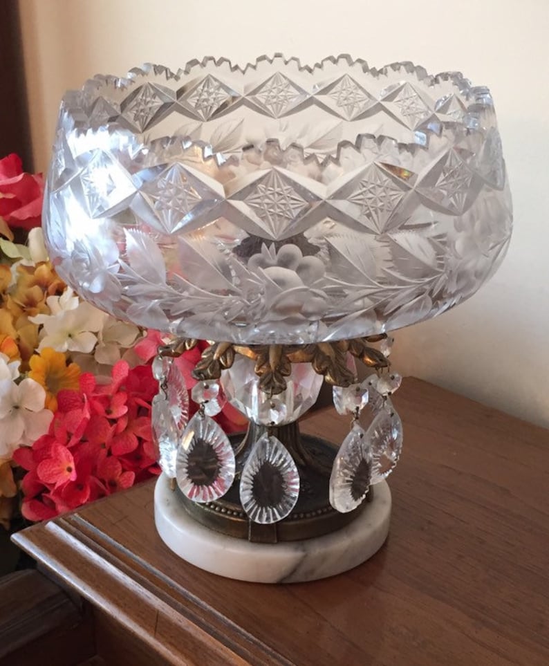 Gilt Bronze Cut Crystal Compote With Elaborate Rose Design - Etsy