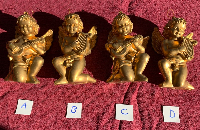 4 Blow Mold 8 Inch Kneeling Angels Playing Instruments You - Etsy
