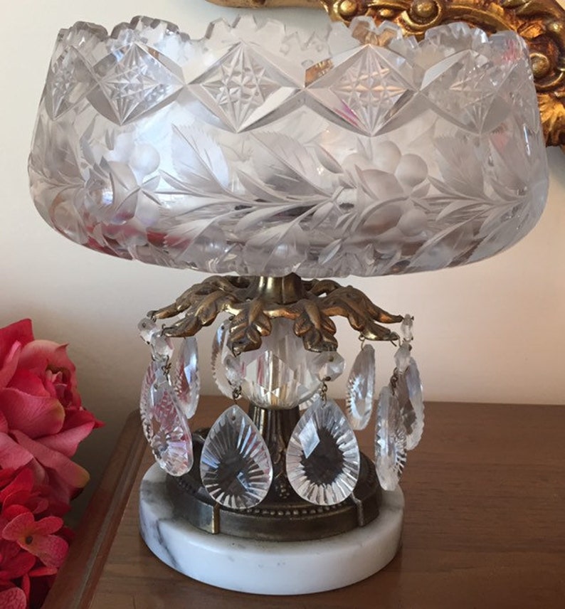 Gilt Bronze Cut Crystal Compote With Elaborate Rose Design - Etsy