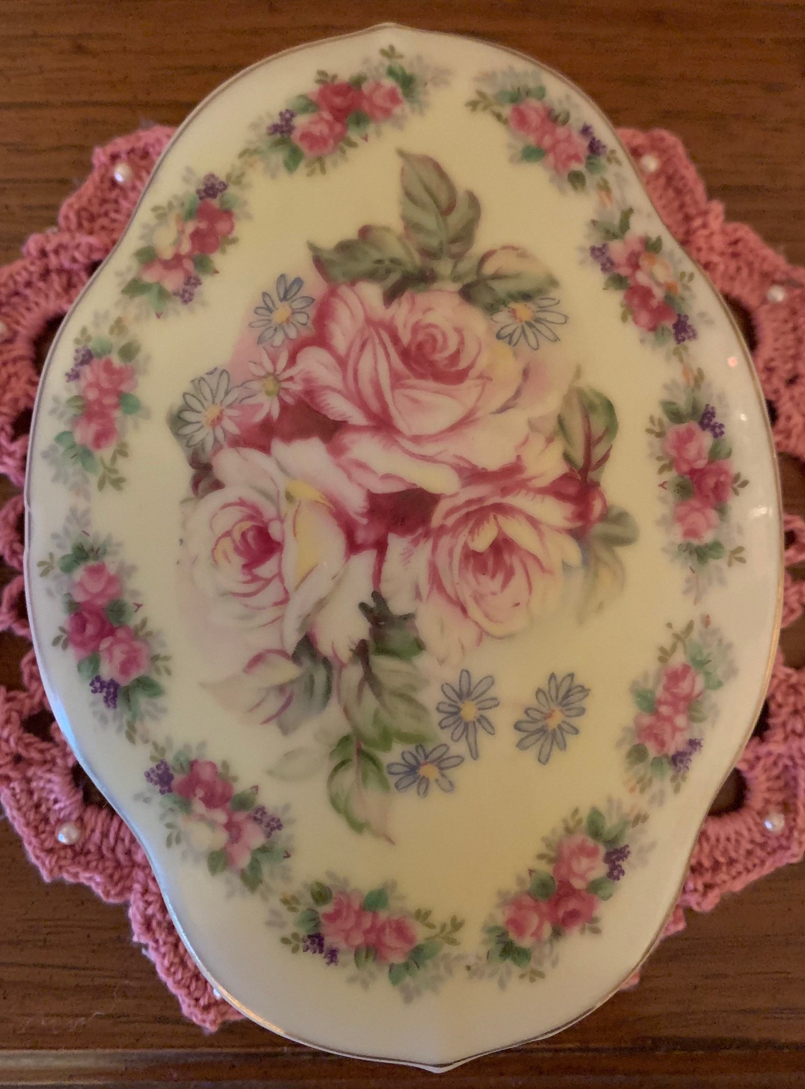 Beautiful Pink Rose Footed Trinket Jewelry Box With Original - Etsy