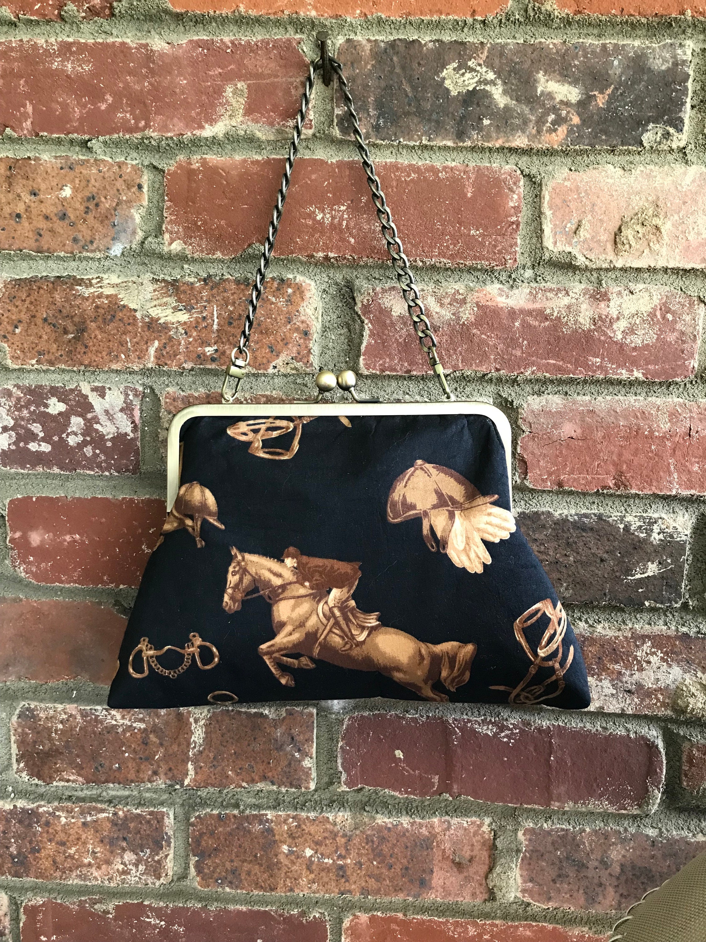 Equestrian Ralph Lauren Handbag Horse Clutch Fox Hunt Ball Kentucky ...