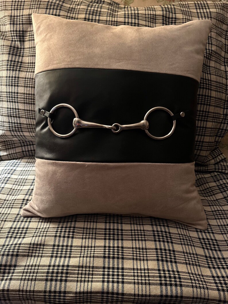 Equestrian Horse Bit Leather and Ultra Suede Pillow Kentucky Derby ...