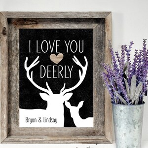 Personalized Deer Print, I Love You Deerly, Farmhouse Decor, Gift for ...