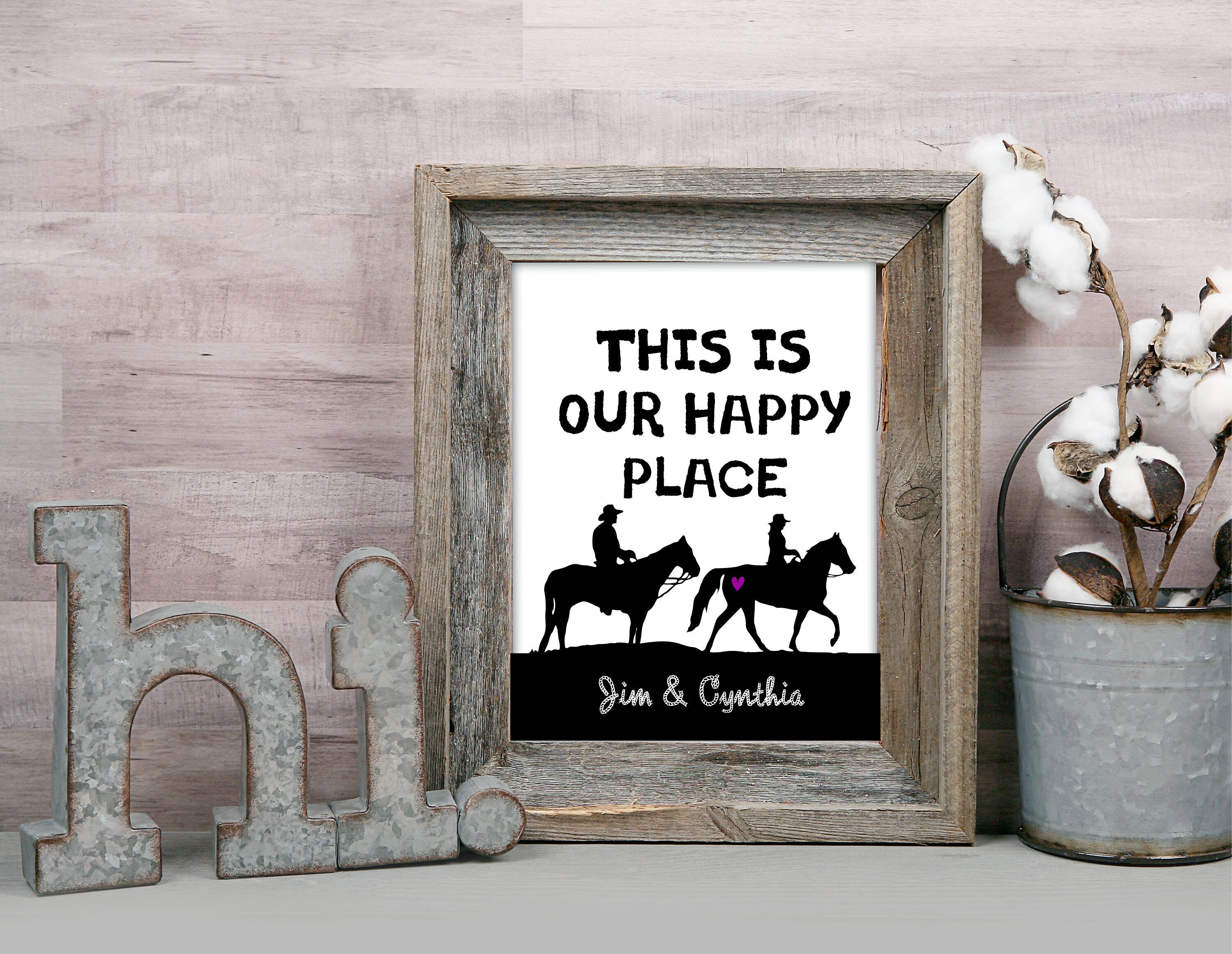 Personalized Western Art Print, Custom Name Art, Gift for the Couple ...