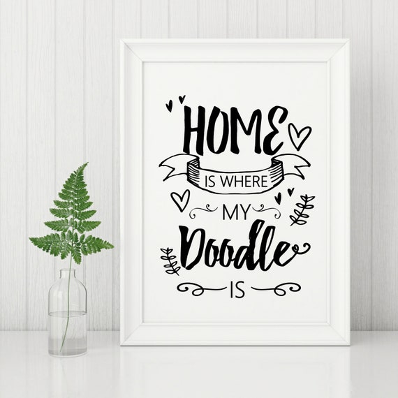 Doodle Print Goldendoodle Labradoodle Home is Where My | Etsy