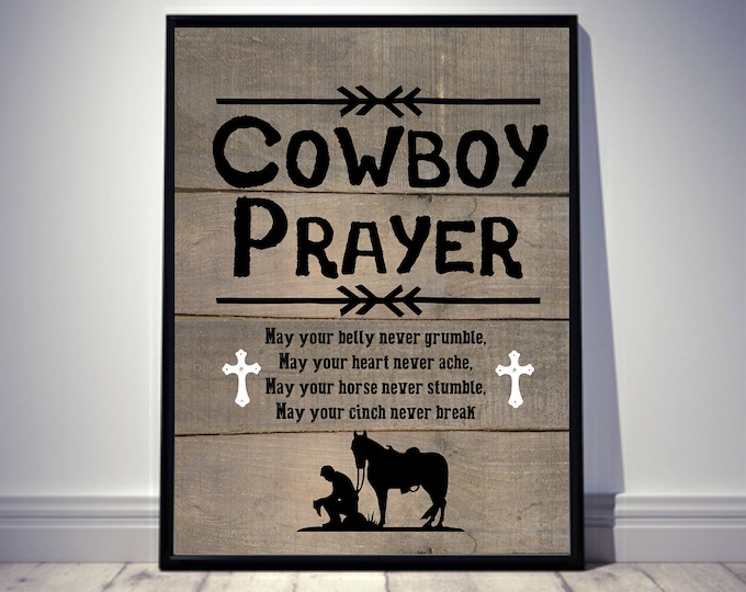 Gift for Cowboy, Unframed Cowboy Prayer Art Print, Horse Lover Gift ...