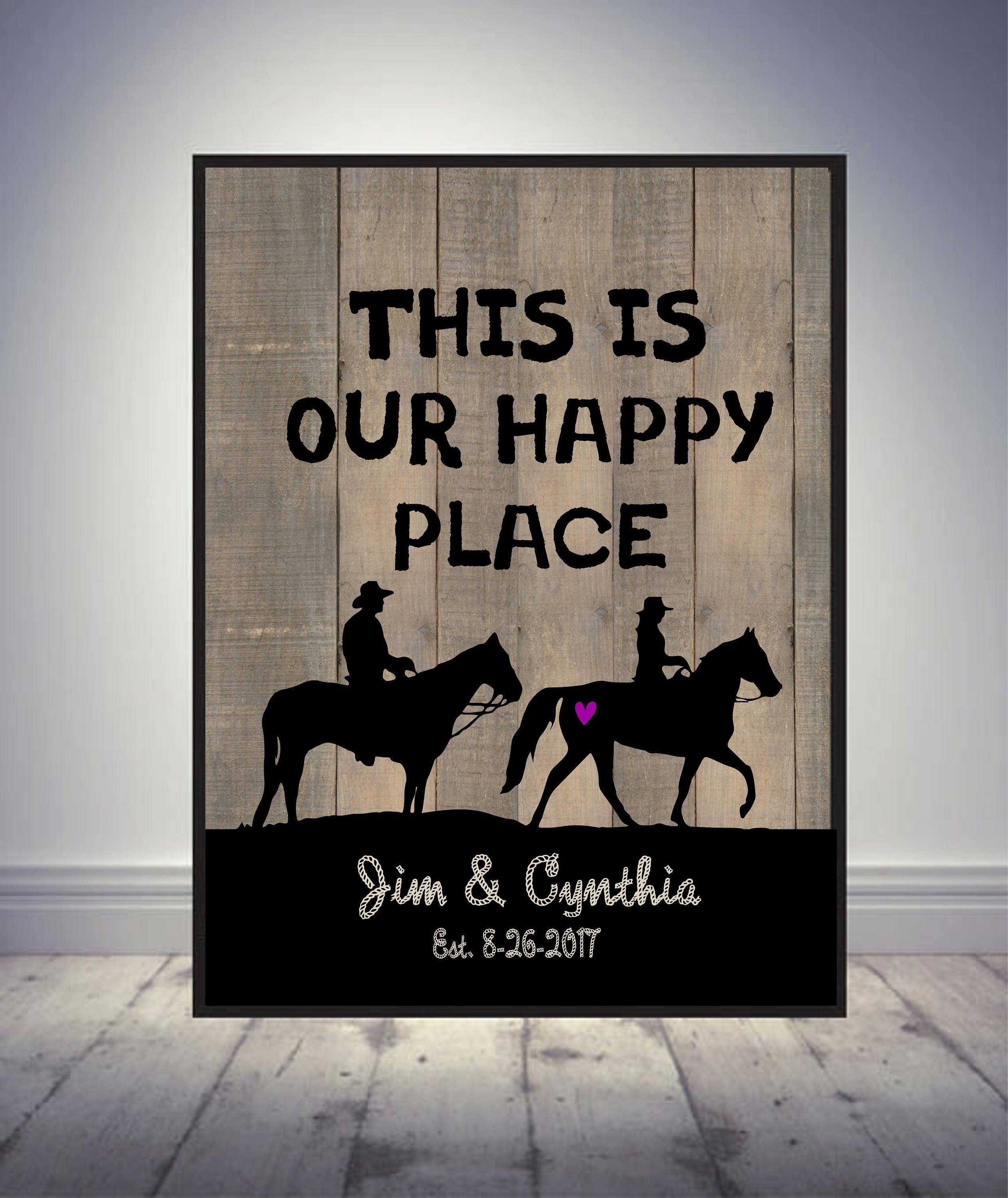 Personalized Western Art Print, Custom Name Art, Gift for the Couple ...